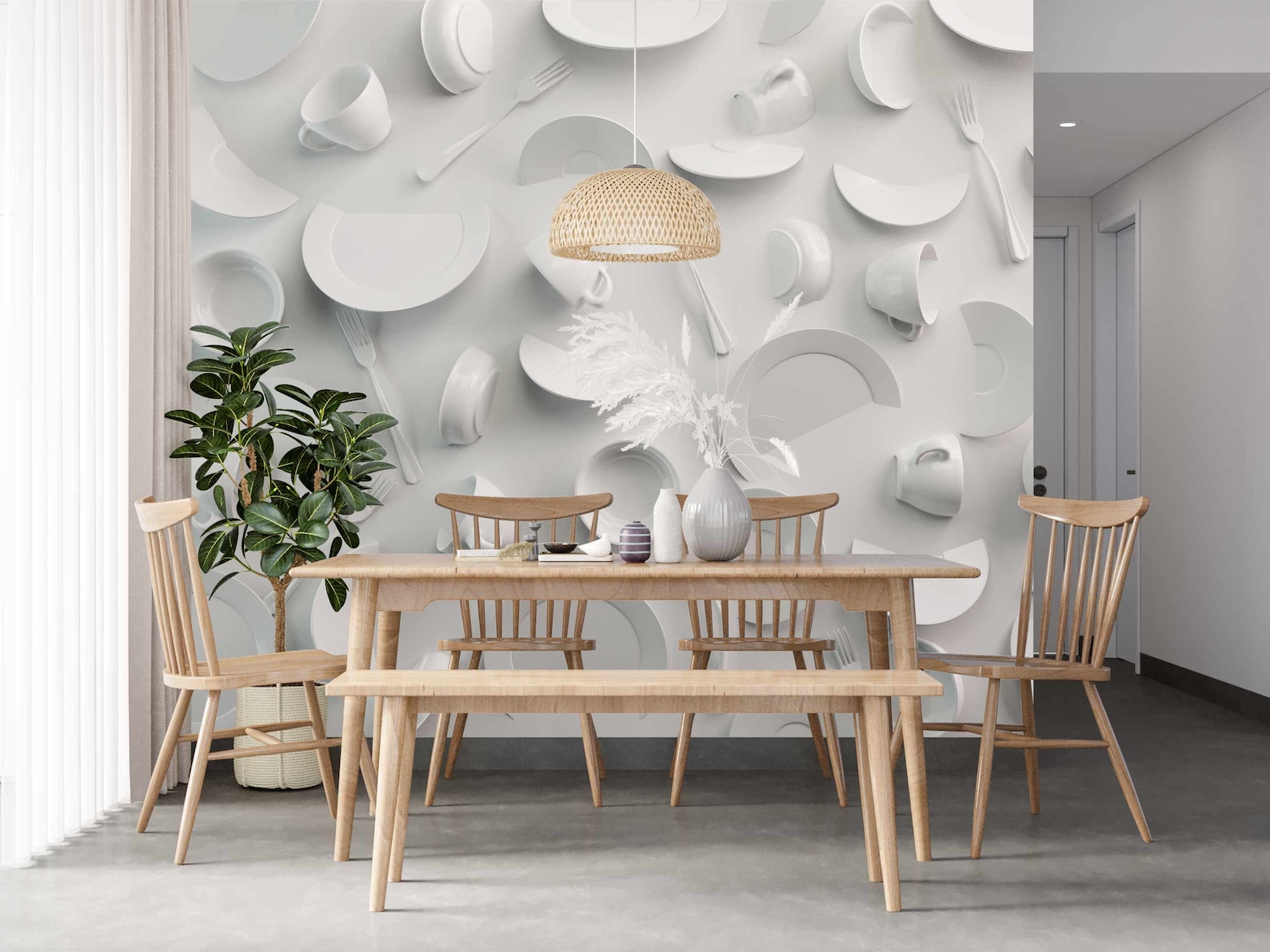 Fork Dishes Removable Wallpaper Kitchen Utensils Wallpaper | Etsy