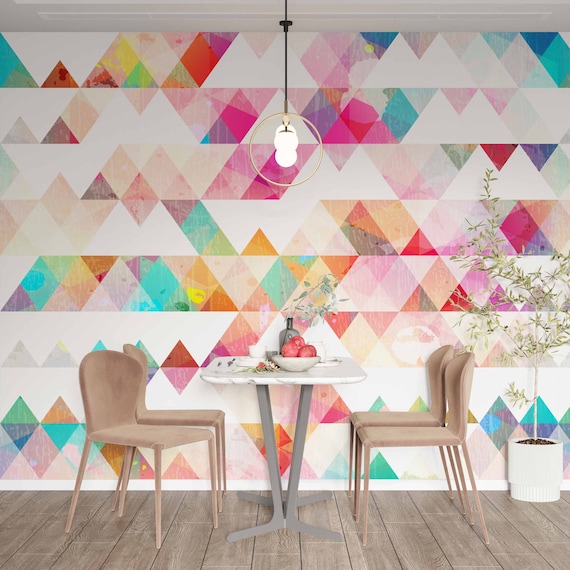 Geometric Abstract Removable Wallpaper Geometric Art Decor | Etsy