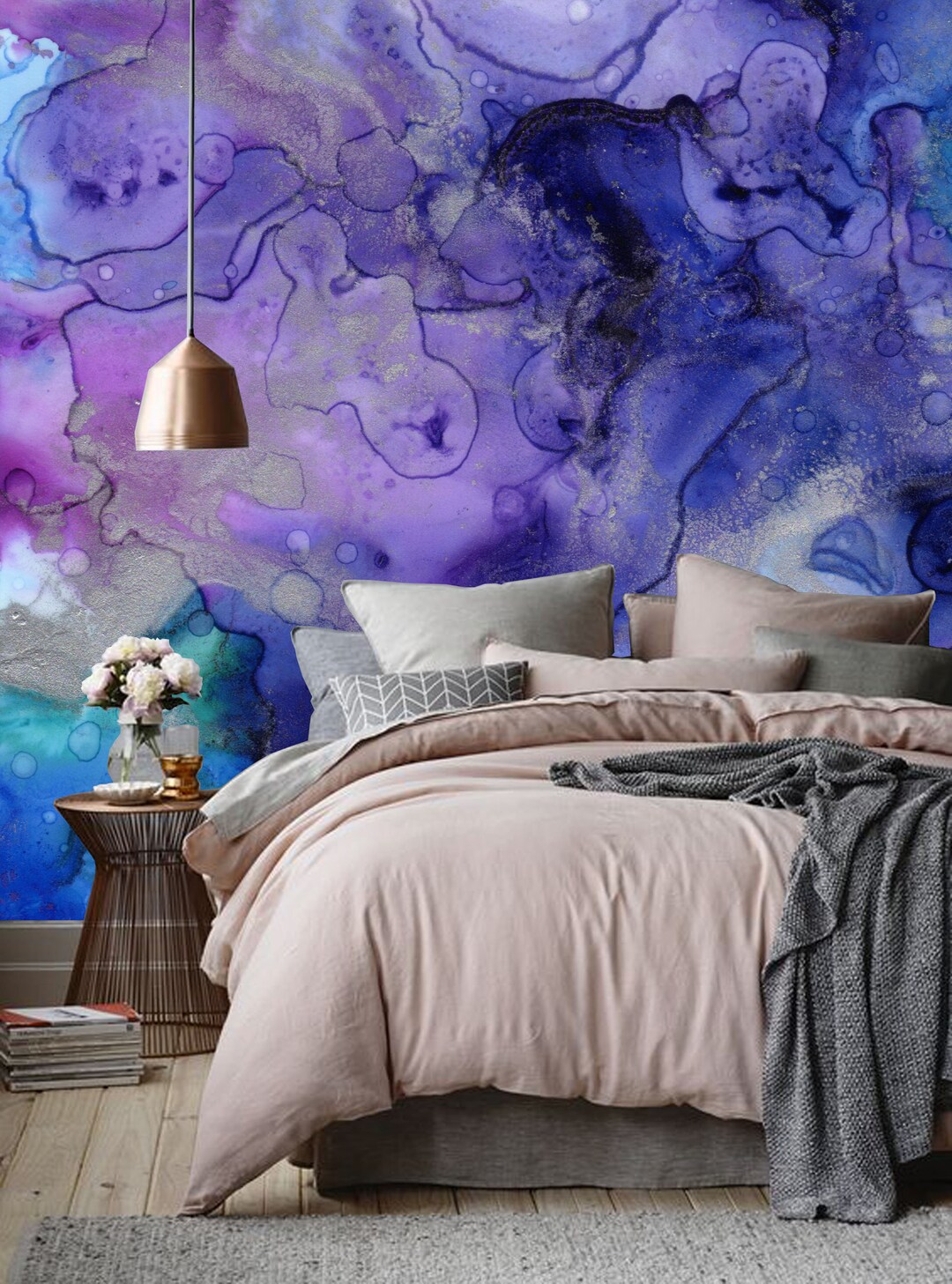 Purple Ink Abstraction Wall Mural Purple Stains Watercolor Wallpaper ...