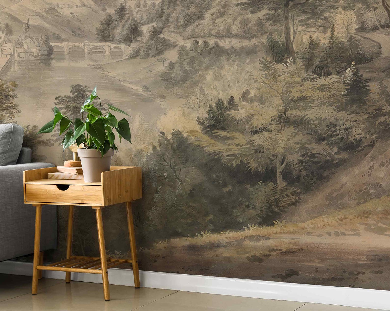 Victorian Landscape Castle and Road Removable or Traditional Wallpaper ...