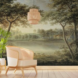 Victorian Style Big Tree Nature Vintage Wallpaper Oil Painting Print ...