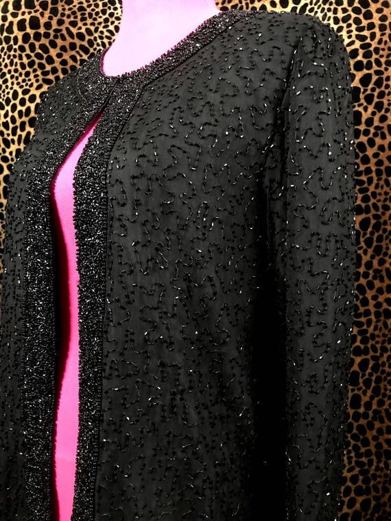 black beaded jacket//vtg classy - Gem