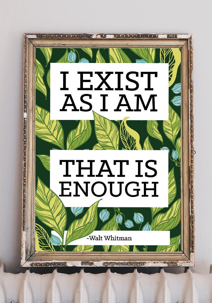 Walt Whitman "i Exist..." Quote - Etsy