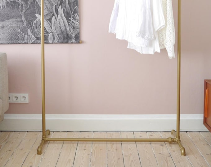 Gold Clothes Rack With Crossbar Below Clothes Rail Wardrobe Gold Brass ...