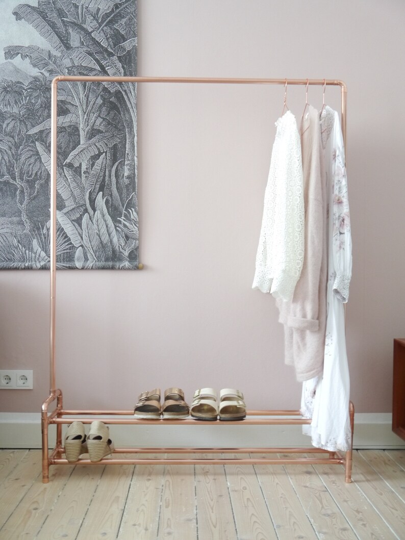 Copper Clothes Rack With Shoe Rack Clothes Rail Copper Industrial ...
