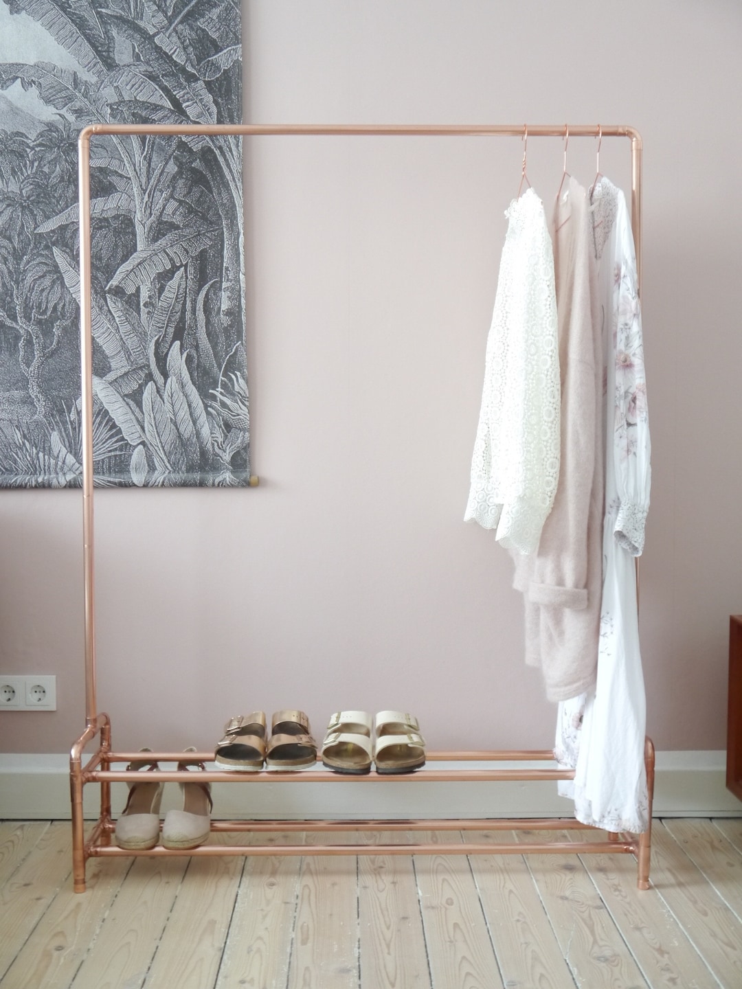Copper Clothes Rack With Shoe Rack Clothes Rail Copper Industrial ...
