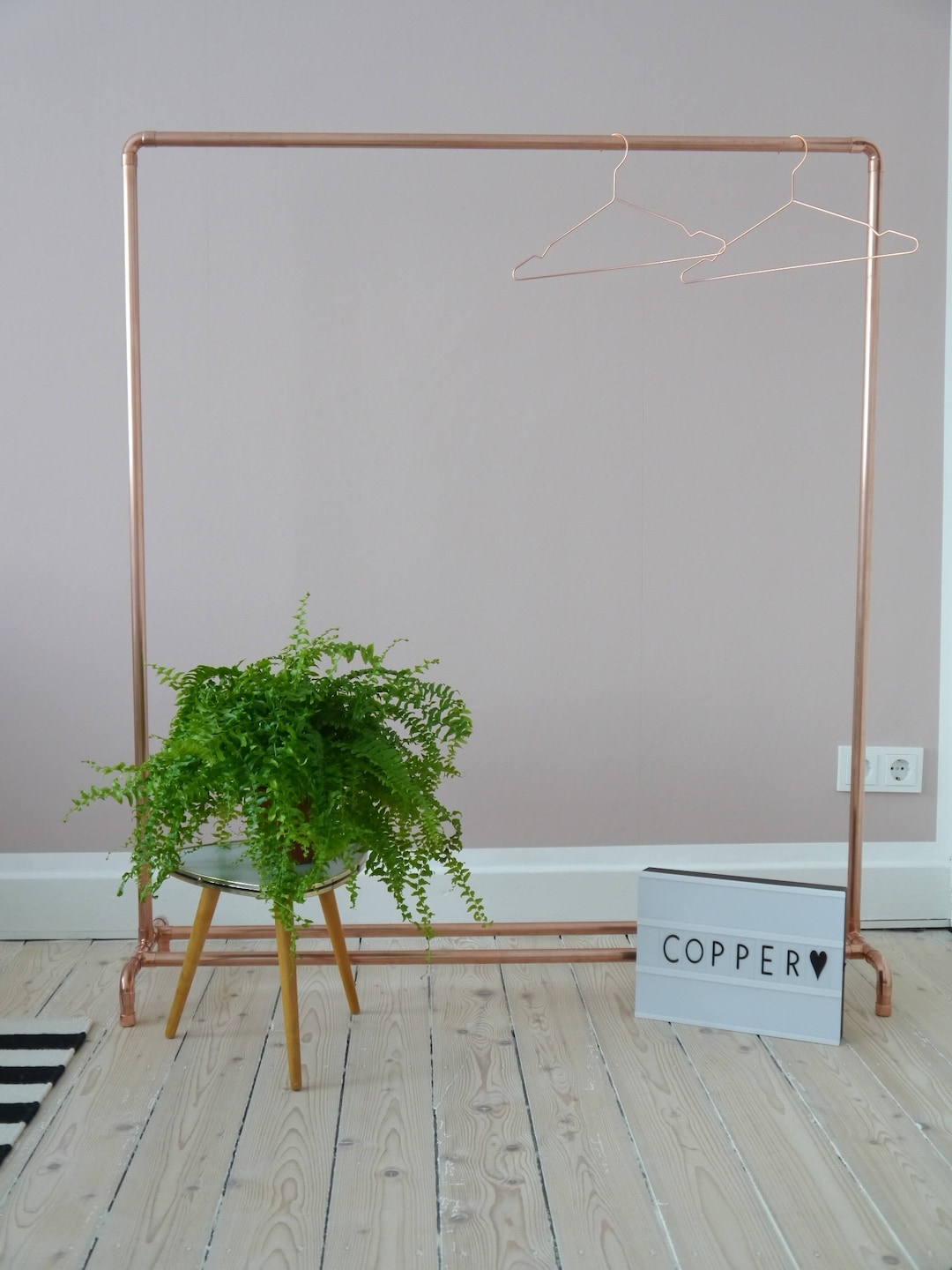 Copper Clothes Rack With Shoe Shelf, Clothes Rail, Industrial Design ...