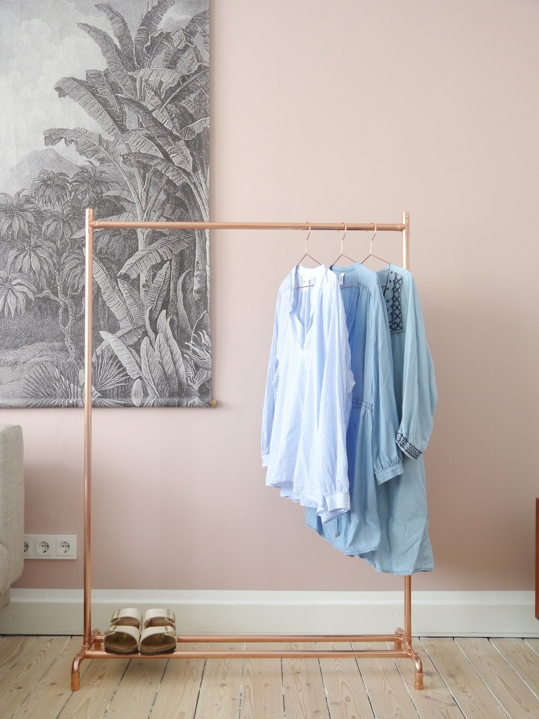 Copper Clothes Rack With Shoe Rack Clothes Rail Copper Industrial ...