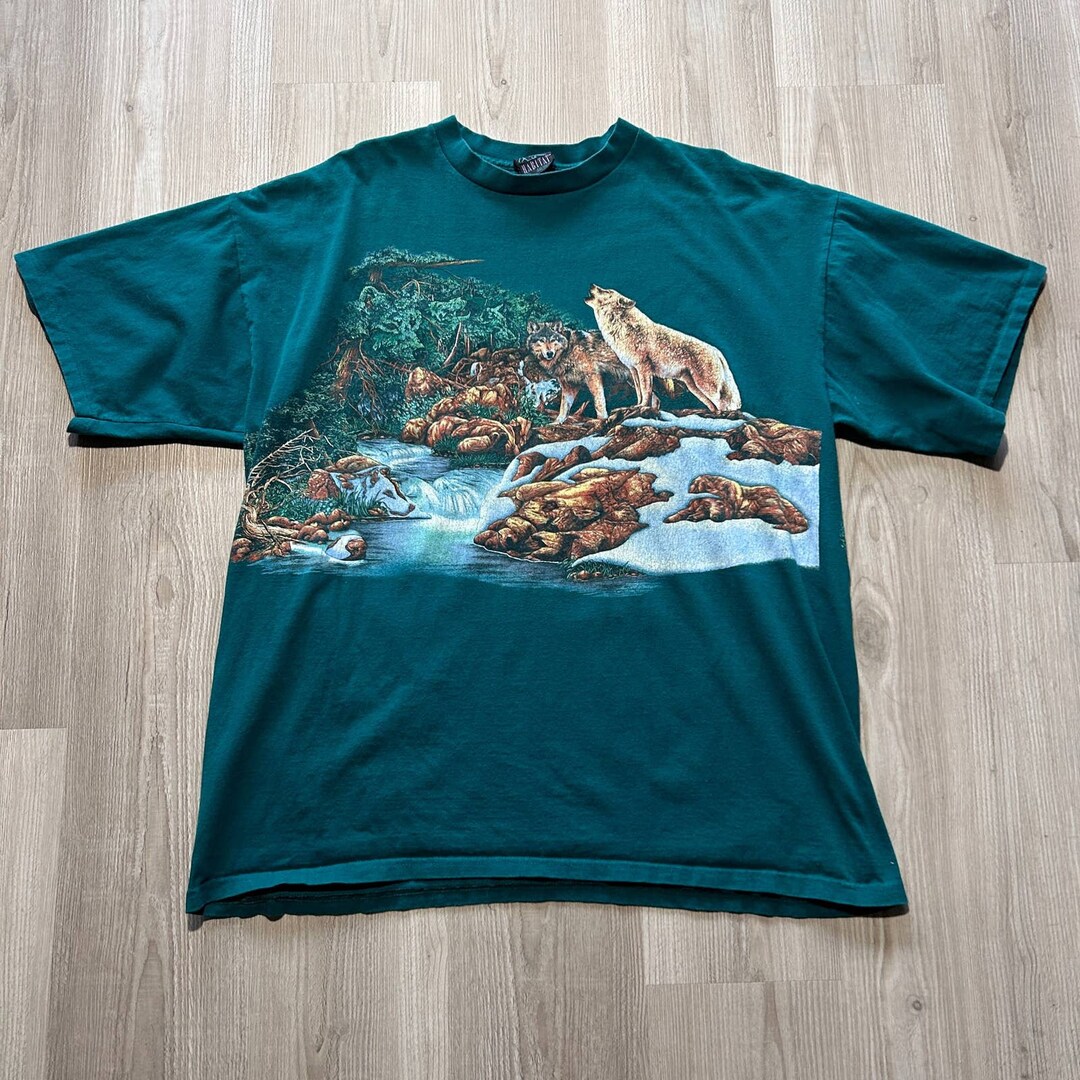 Vintage 90's Habitat Hidden Wolves Pack Art All Over Print - Etsy