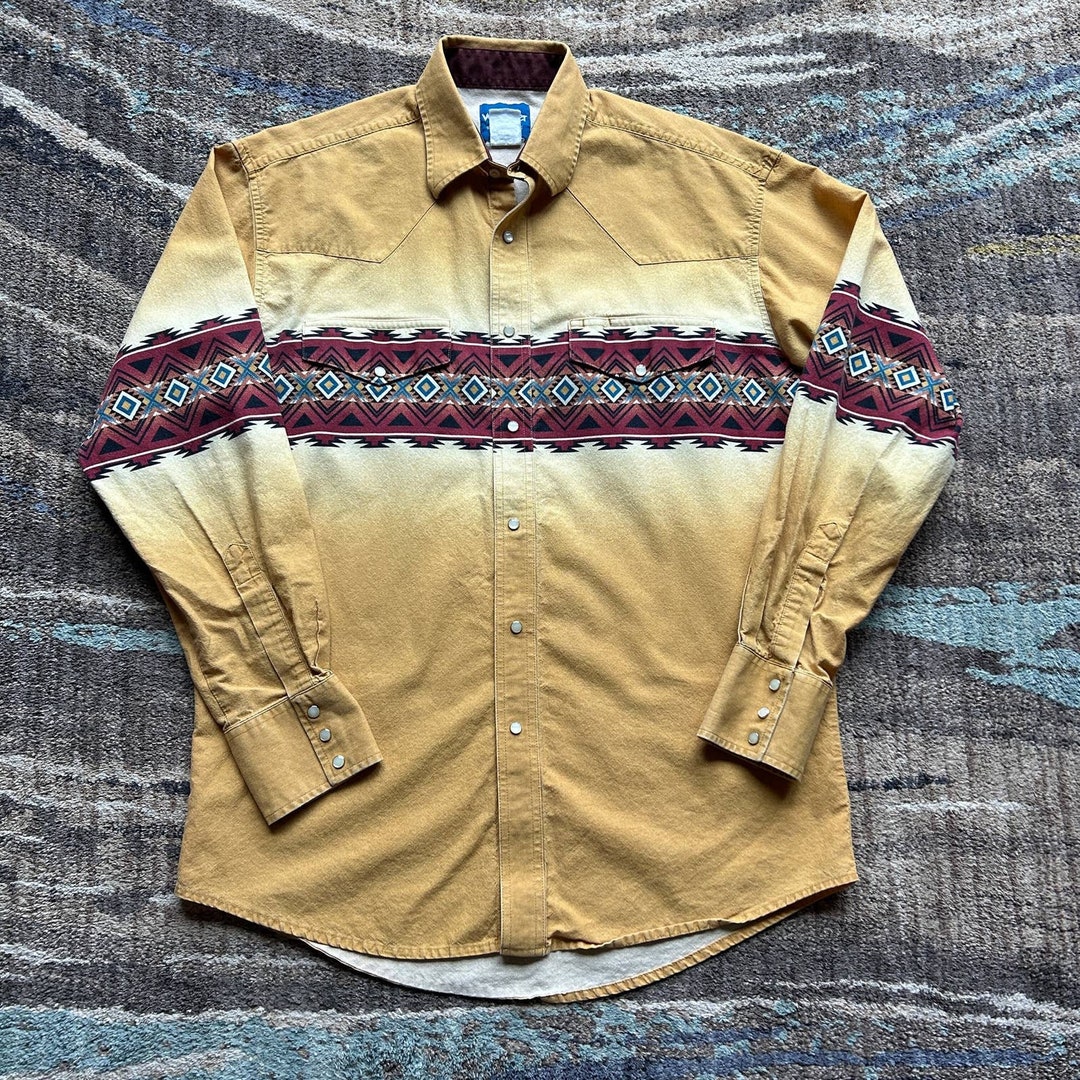 Men's Vintage 90's Wrangler Western Wear Brown Aztec - Etsy
