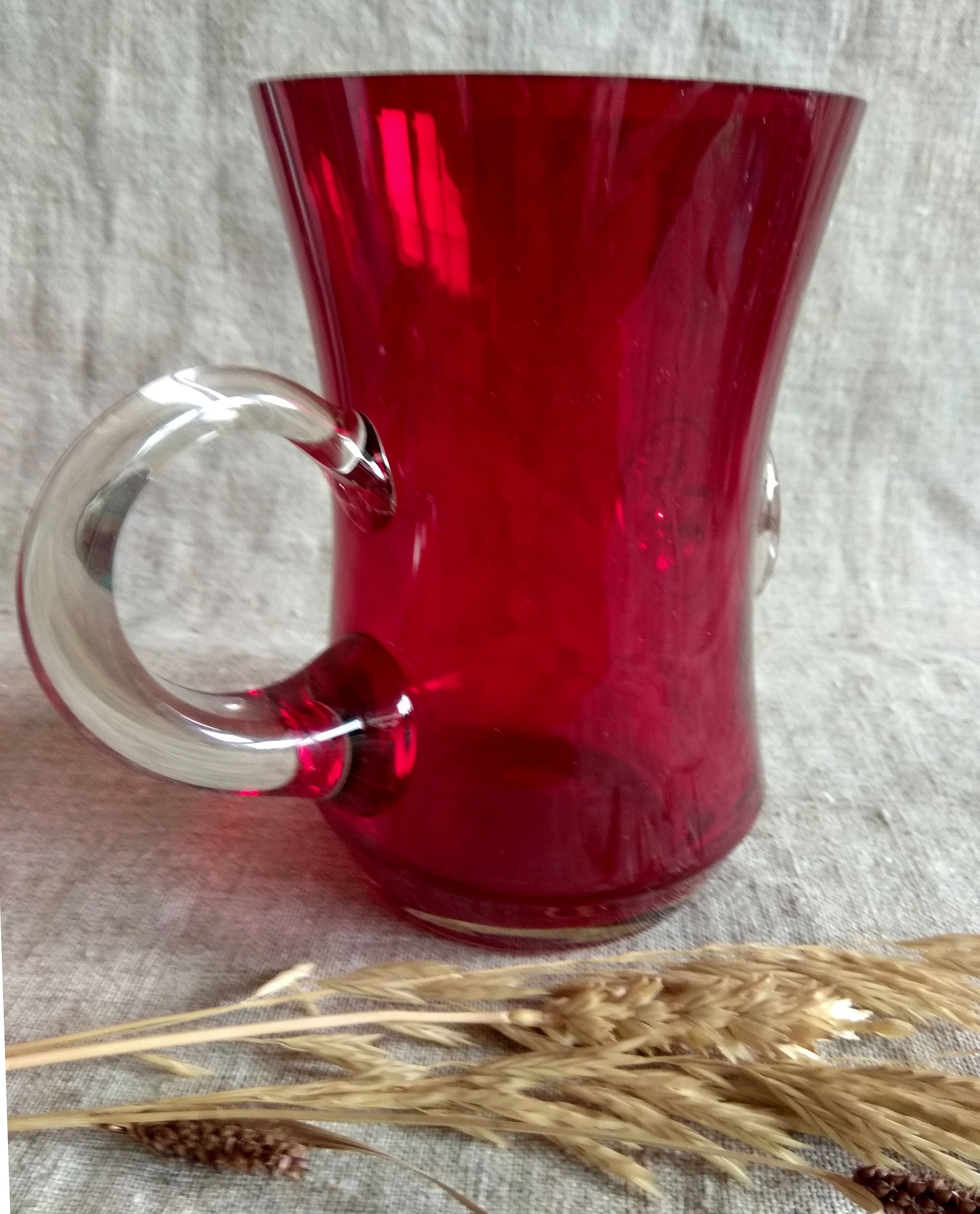 Rare Vintage Red Ruby Glass Beer Mug Large Glass Beer Lover - Etsy