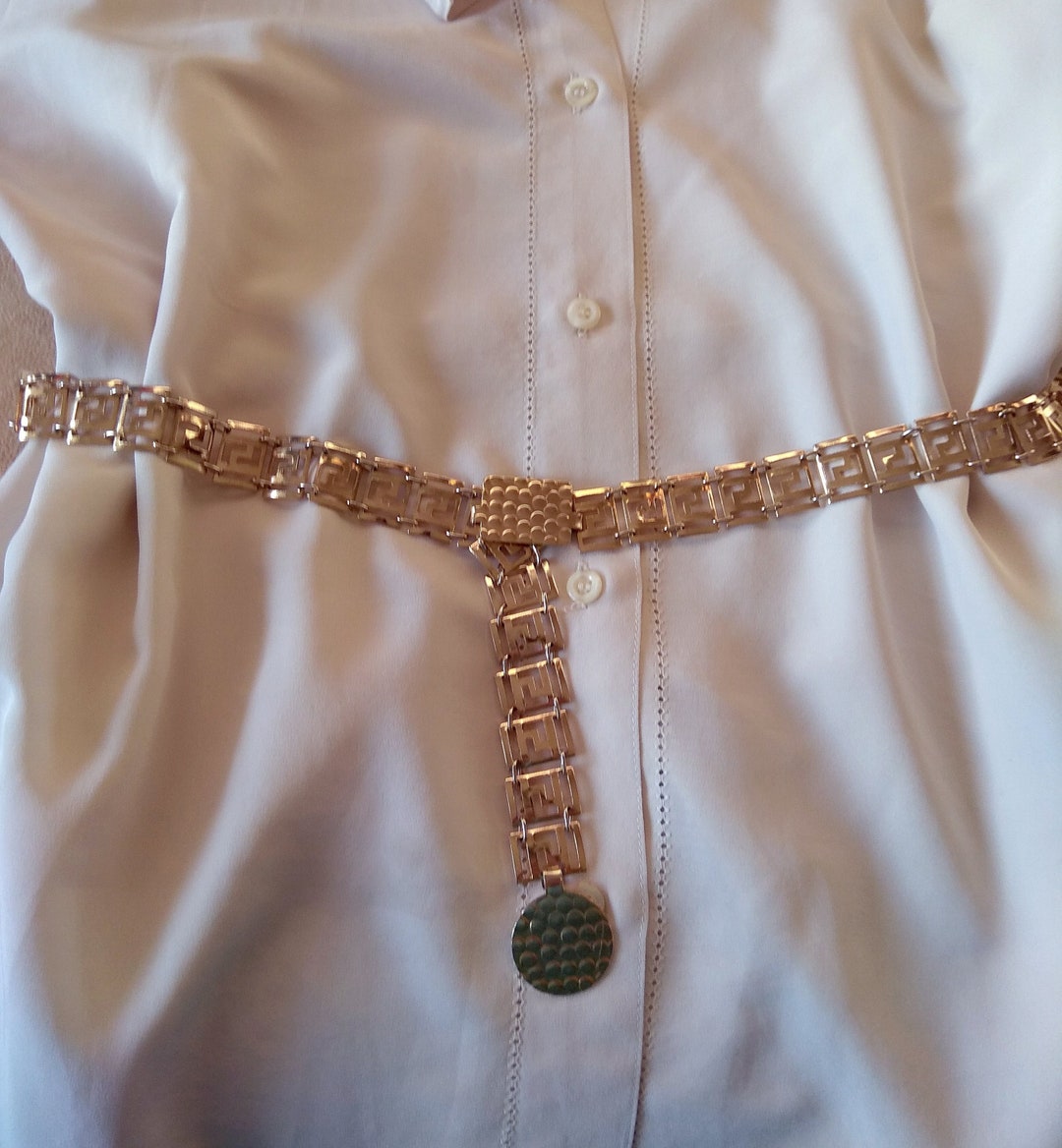 70s Gold Tone Chain Belt: Vintage Fashion Couture Statement Belt - Etsy