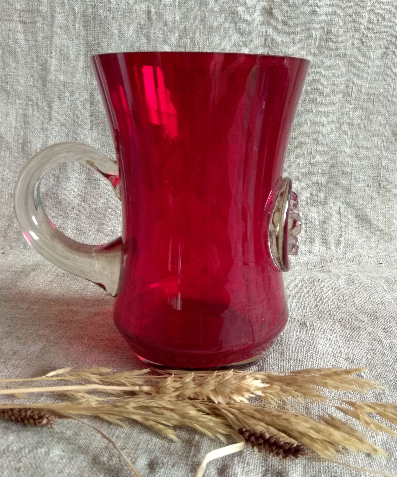 Rare Vintage Red Ruby Glass Beer Mug Large Glass Beer Lover - Etsy