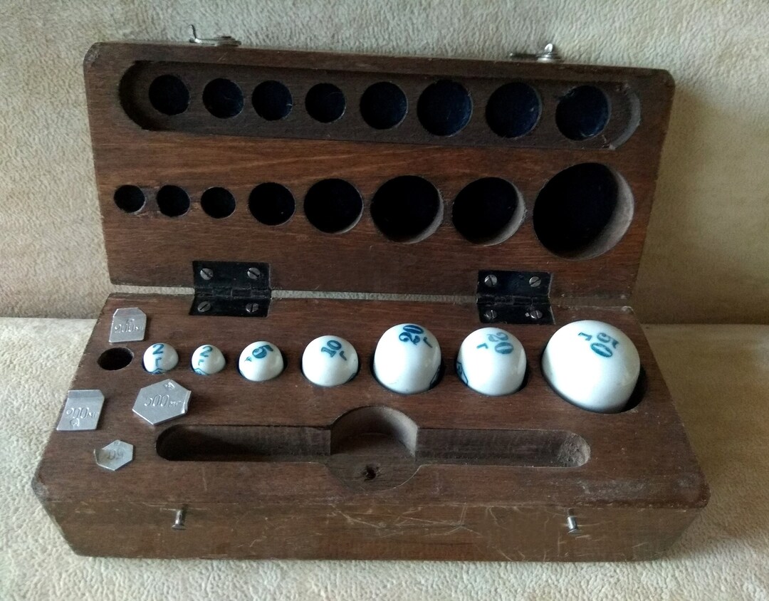 Antique Set of Ceramic Scale Weights in Original Wooden Box - Etsy