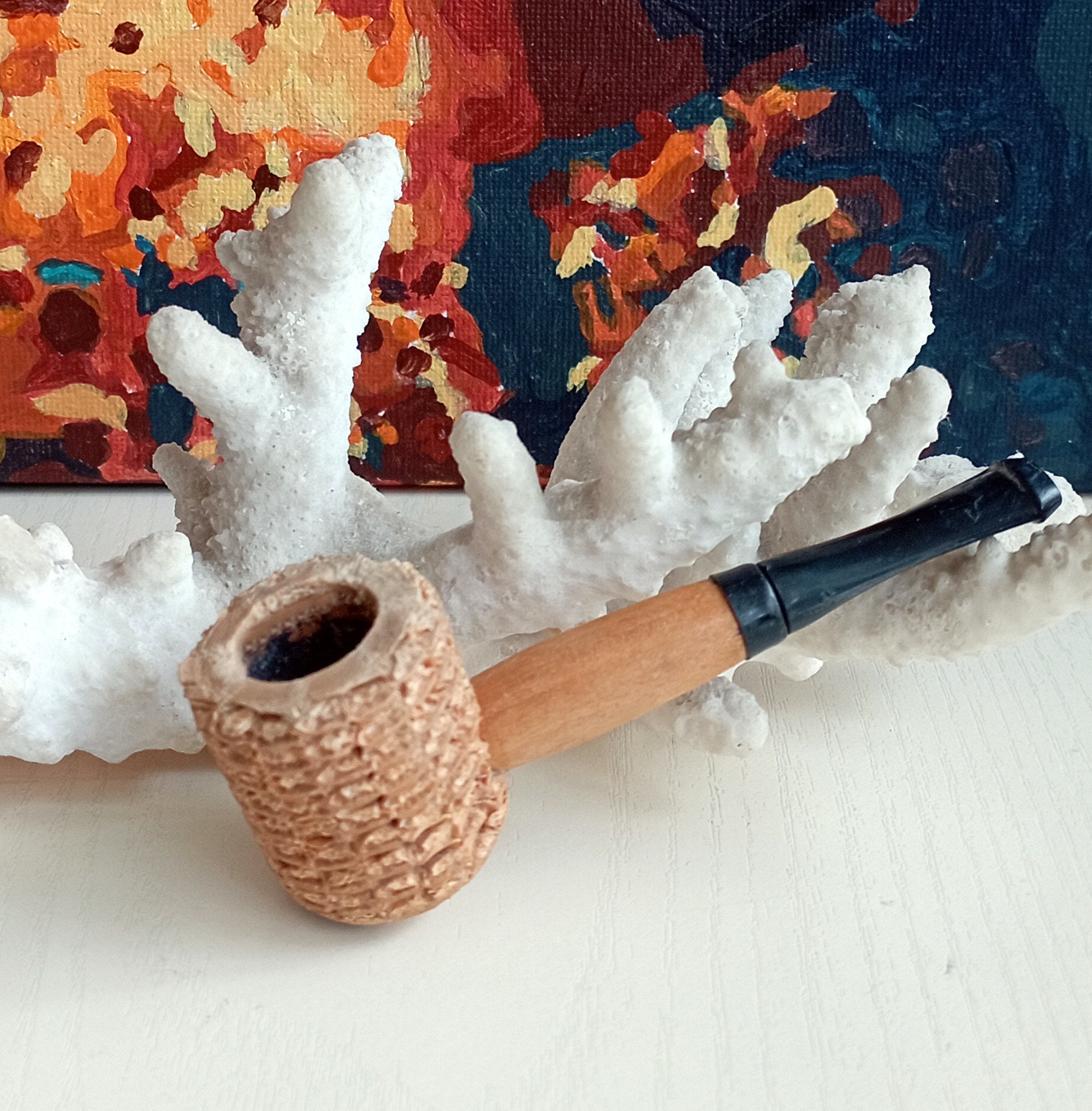 Vintage Corncob Tobacco Pipe With Wood and Plastic Stem Gift for Smoker ...