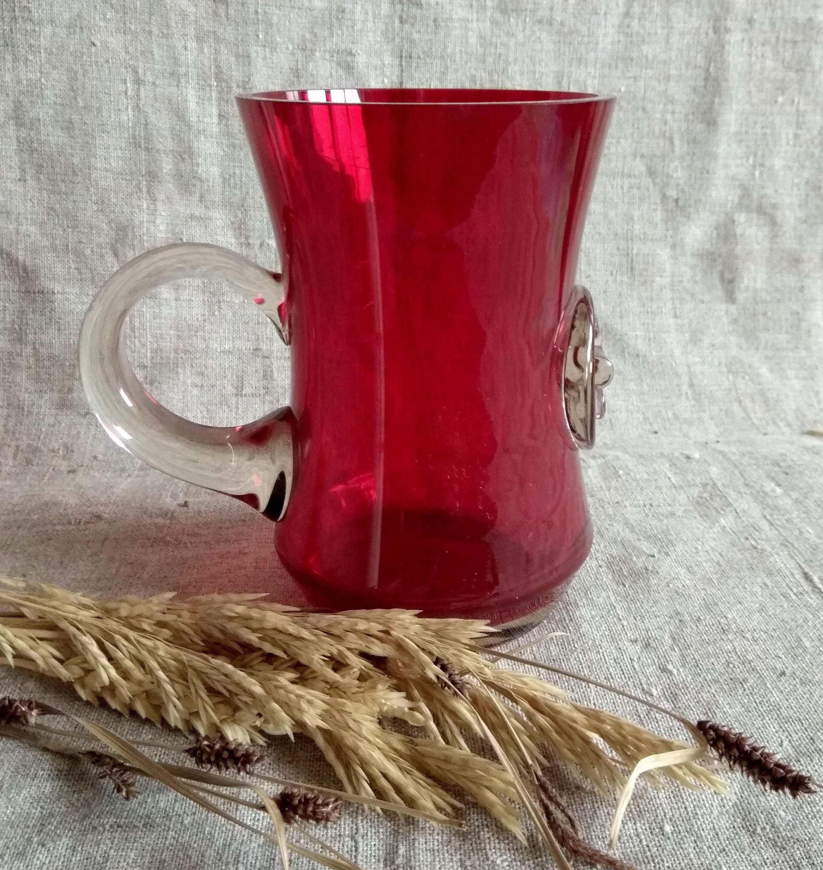 Rare Vintage Red Ruby Glass Beer Mug Large Glass Beer Lover - Etsy