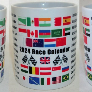 2024 Motor Car Racing Fixtures Race Calendar Ceramic Coffee Tea Mug ...