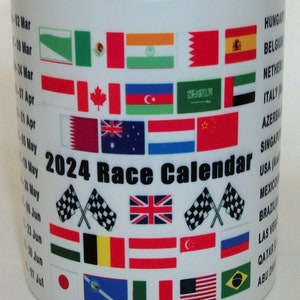 2024 Motor Car Racing Fixtures Race Calendar Ceramic Coffee Tea Mug ...