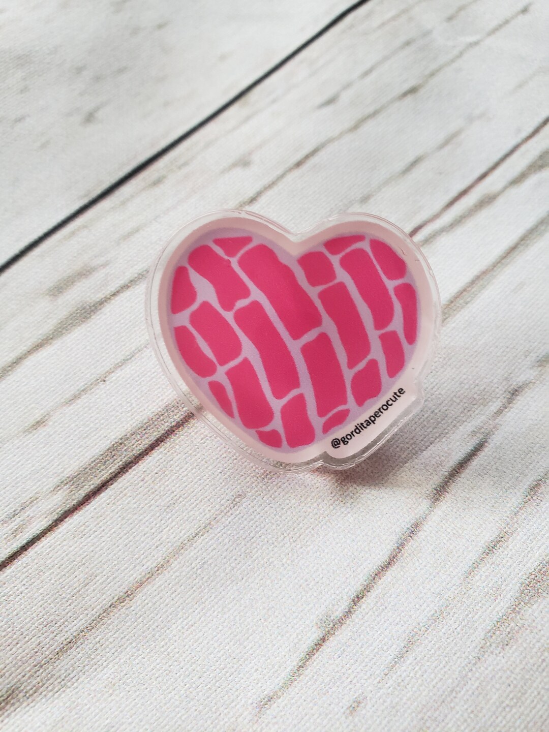 Heart Concha ~ Pin ~ Pan Dulce ~ Pink Heart Concha ~ Acrylic Pin ...