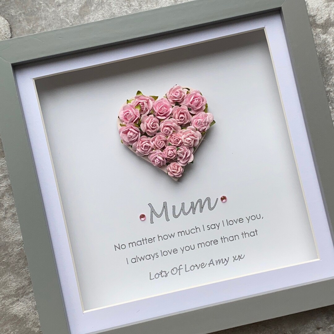 Personalised Mum Frame, Flower Heart Frame, Mum Birthday, Gift for Mum ...
