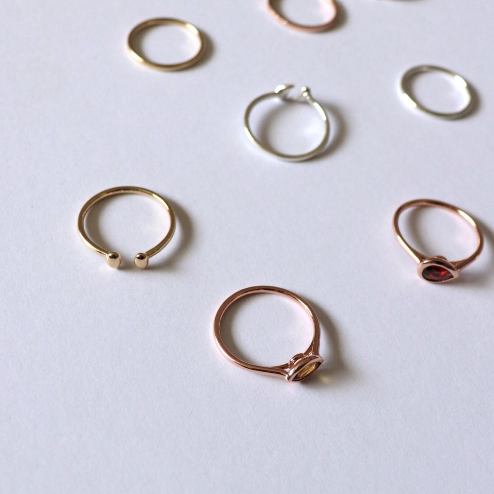 Open Ring Drop Ring 14k Yellow Gold Ring Gold Minimal Ring | Etsy