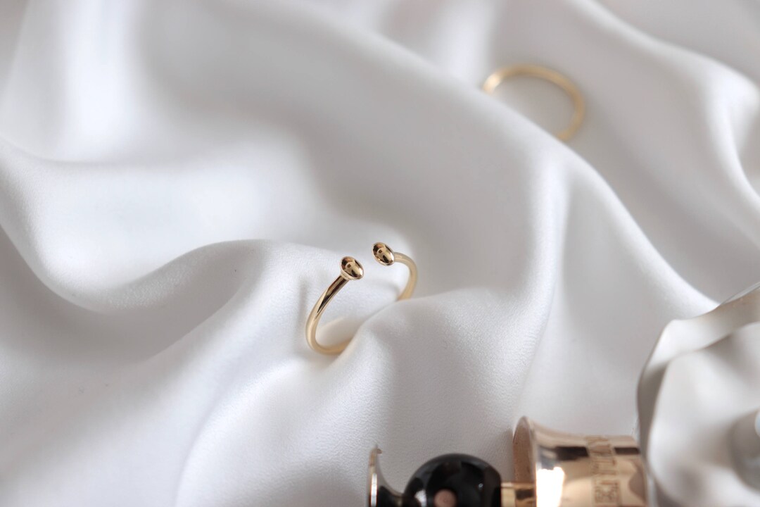 Open Ring, Drop Ring, 14k Yellow Gold Ring, Gold Minimal Ring, Stacking ...