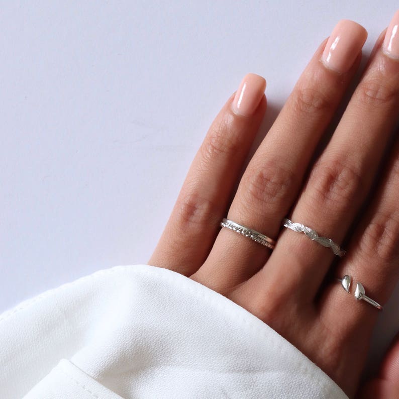 White Gold Open Ring Gold Minimal Ring 14k Gold Ring White | Etsy