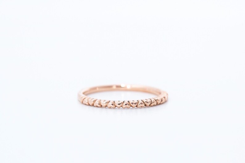 Eternity Heart Ring, Half Eternity Rose Gold Heart Ring, Dainty Heart ...