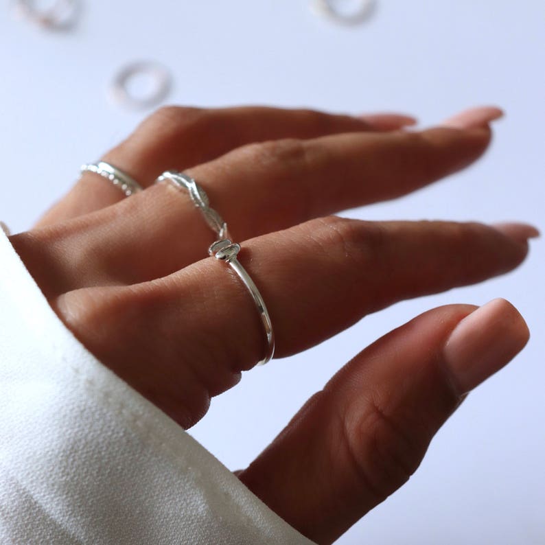 White Gold Open Ring Gold Minimal Ring 14k Gold Ring White | Etsy