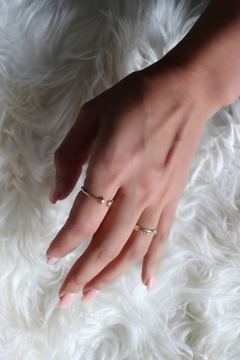 Open Ring Drop Ring 14k Yellow Gold Ring Gold Minimal Ring | Etsy