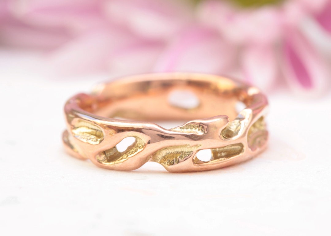 Rustic Wedding Ring, Organic Wedding Ring, Unisex Wedding Ring, Unique ...