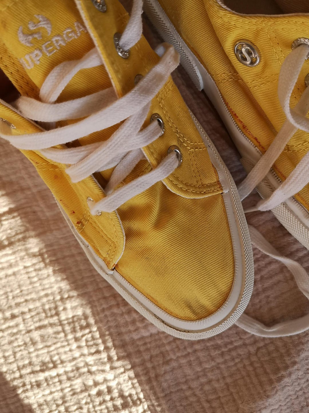Superga Canvas Sneakers in Yellow Color. Vintage Canvas Shoes Size 40 ...