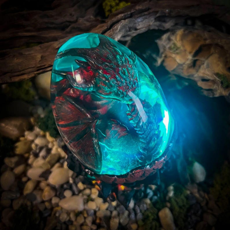Ignis Wyrmling Dragon Egg Lamp, Sanguis Draconis Hatchling, Handmade ...