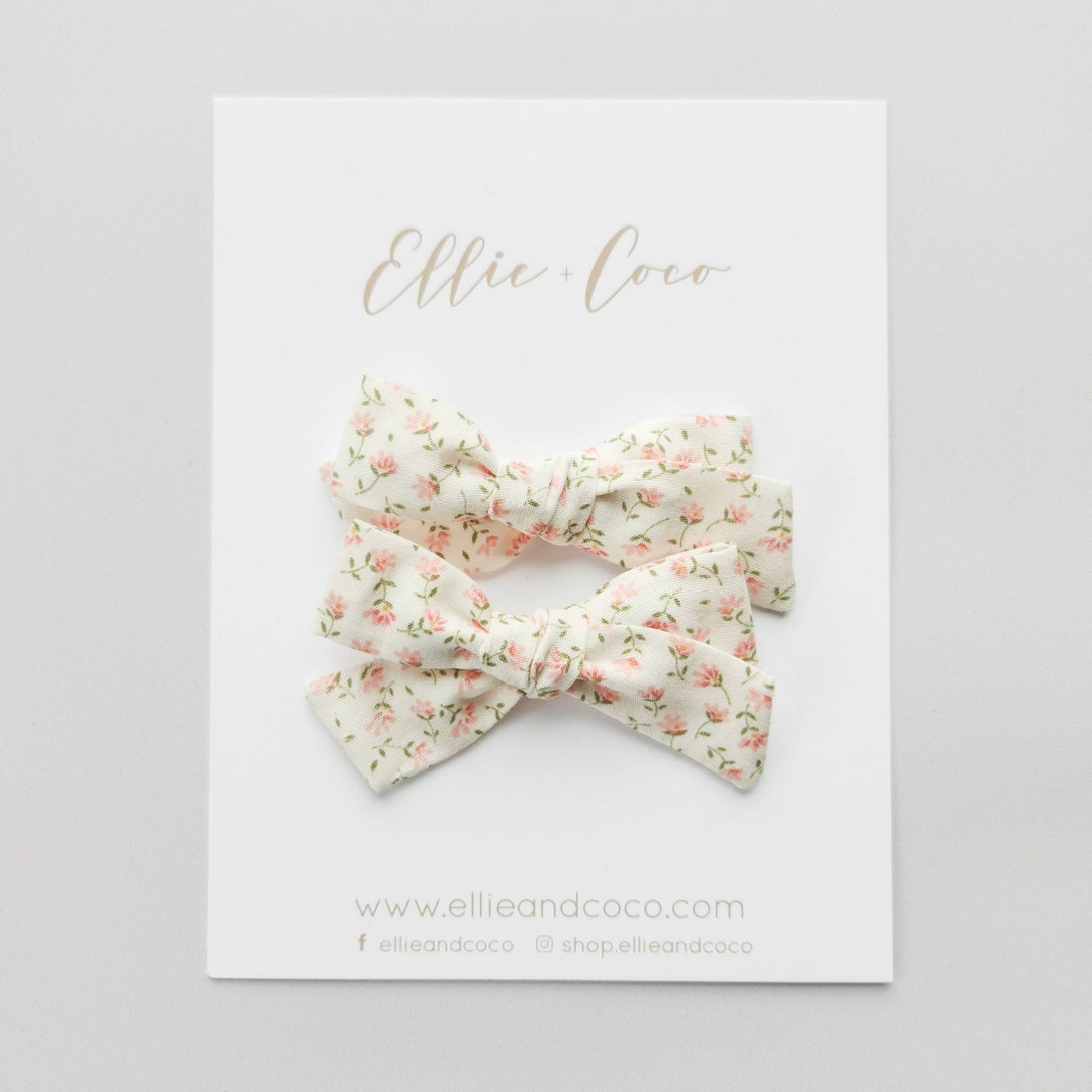 Pink Floral Pigtail Clip Set Baby Hair Clips Cute Pigtail Bows Baby ...