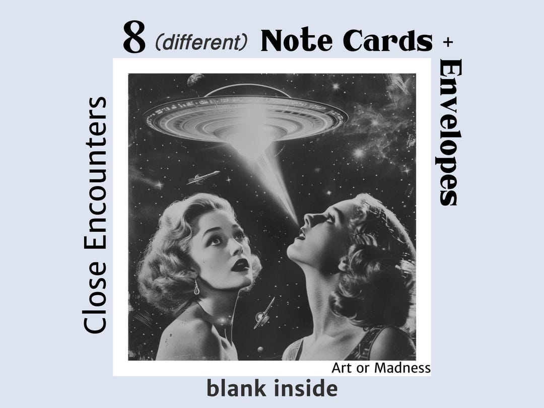 Close Encounters Includes 8 Square Note Cards + Envelopes, Each Shows a ...