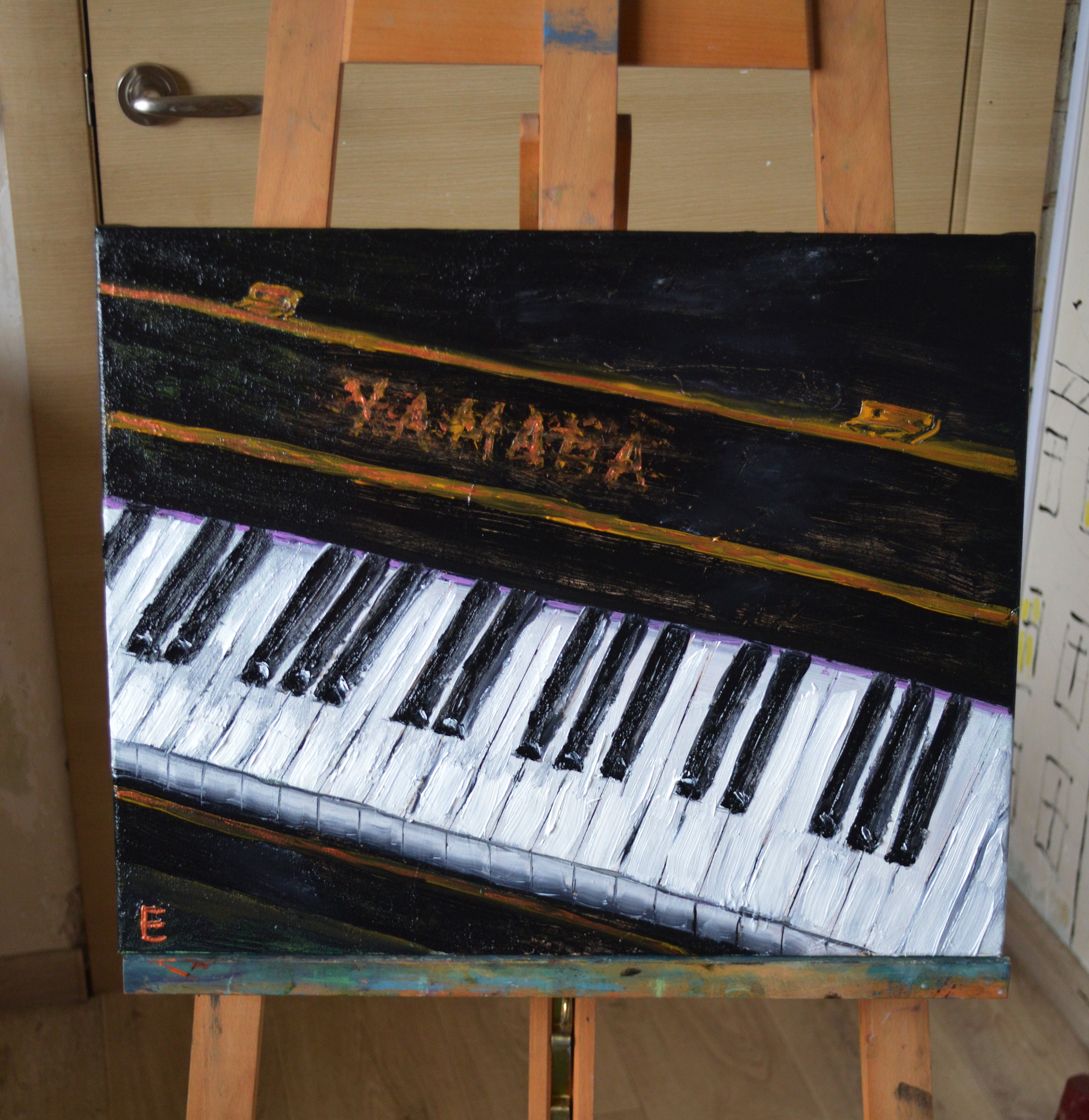 Original Painting Piano Oil Painting Synthesizer Painting Music ...