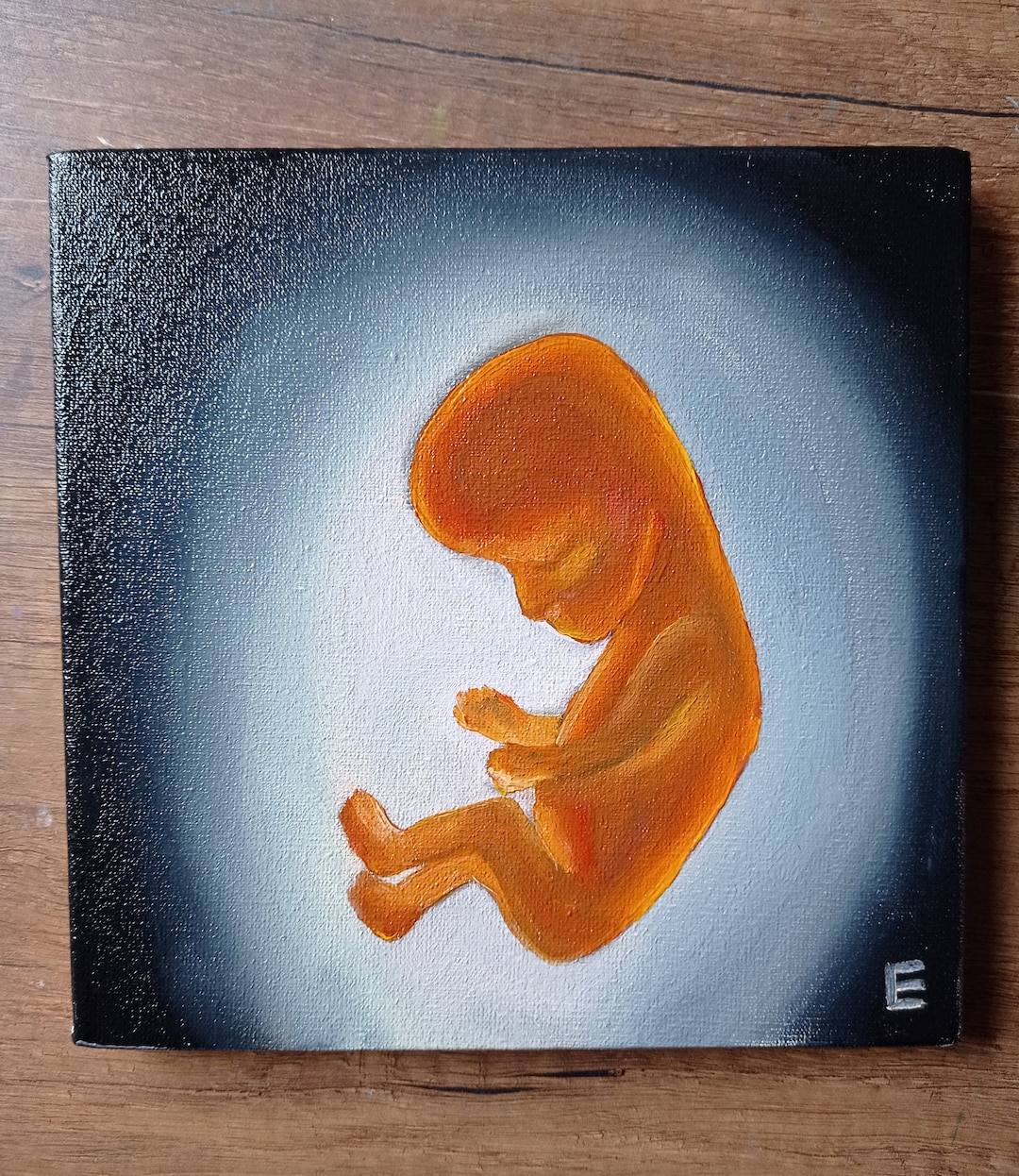 Original Embryo Painting Wall Decor Canvas on Stretcher 8 X 8 Inches - Etsy
