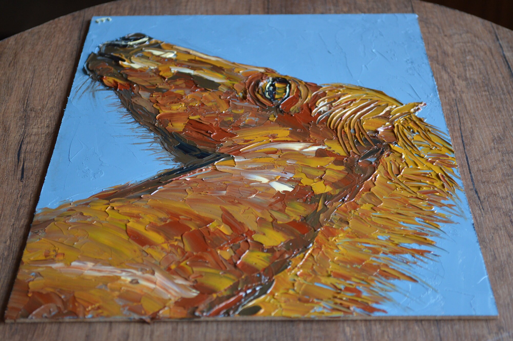 Original Horse Oil Painting Animals Mane Wall Art Brown Horse Impasto ...