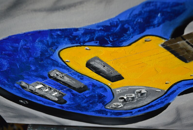Original Painting Bass Guitar Musical Instrument Guitar Painting Studio ...