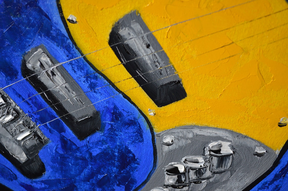 Original Painting Bass Guitar Musical Instrument Guitar - Etsy