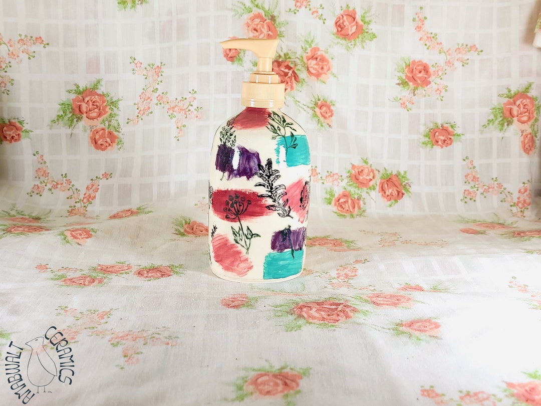 Handmade Ceramic Patchwork Flowers Soap Pump - Etsy