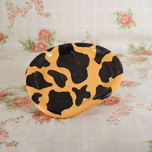 Cow Print Handmad Orange Ceramic Spoon Rest - Etsy