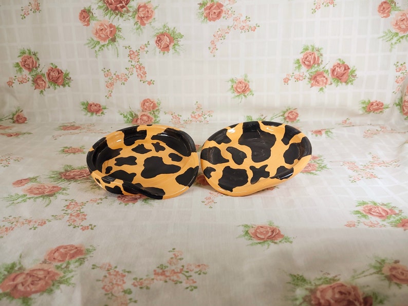 Cow Print Handmad Orange Ceramic Spoon Rest - Etsy