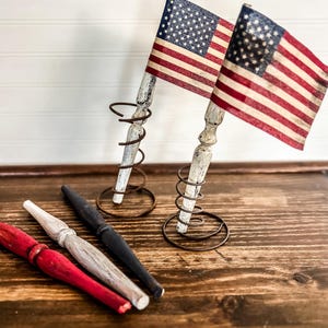 Patriotic Spindles, Spindle Flags, Salvaged Wood Spindle Base ...