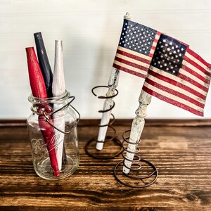 Patriotic Spindles, Spindle Flags, Salvaged Wood Spindle Base ...