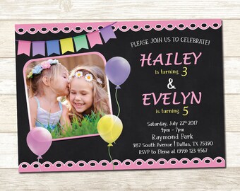 Double Birthday Party Invitation Joint Party Invite Birthday Party ...