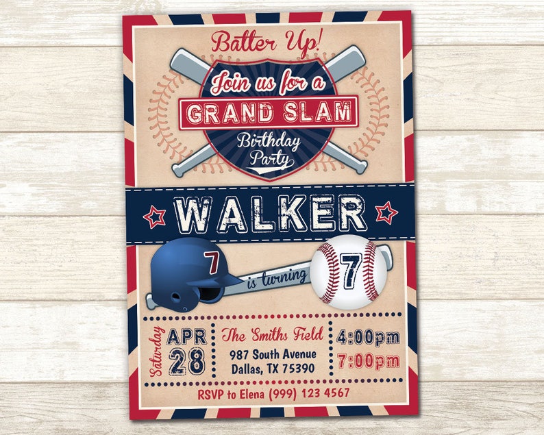Baseball Party Invitation Baseball Birthday Invite Vintage - Etsy