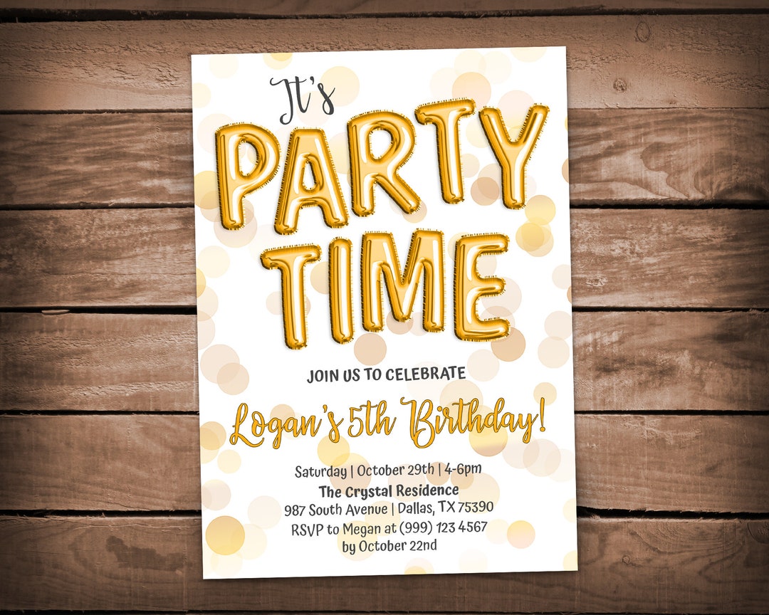 It's Party Time Invitation - Balloons Birthday Party - Balloons ...