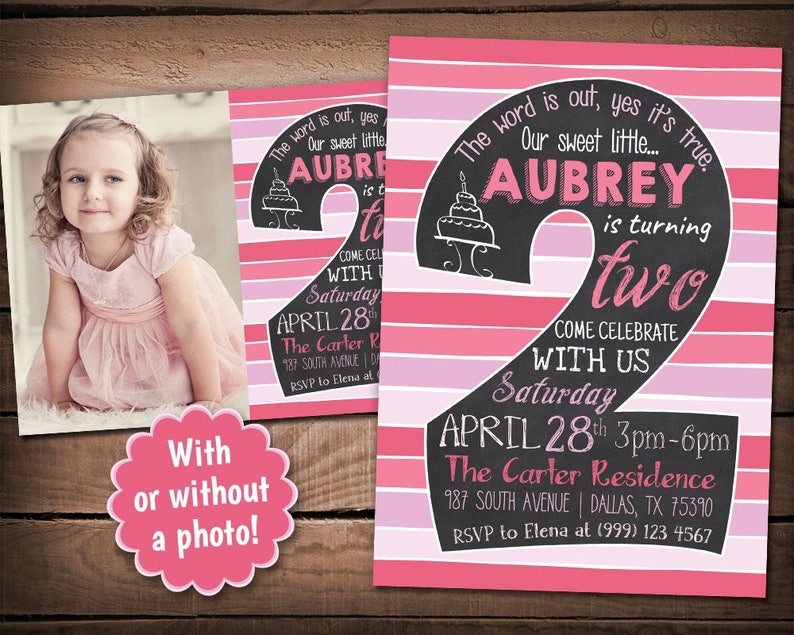 2nd Birthday Invitation Chalkboard Invitation Second Party | Etsy