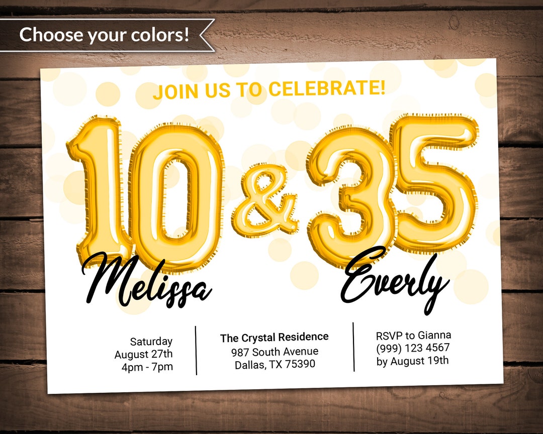 Joint Birthday Party Invite - Sibling Birthday Invitation - Double ...